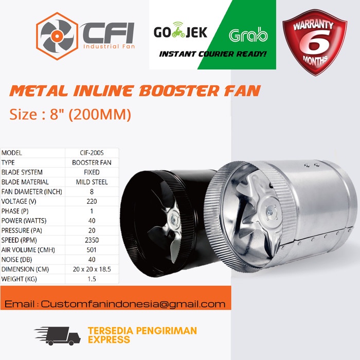 Jual 8" Inch Inline Fan/Inline Duct Fan/Booster Fan/Exhaust Fan ...