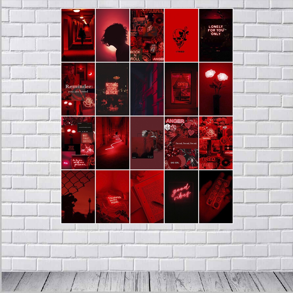 Jual [20 PCS] UKURAN A5 POSTER DINDING AESTHETIC RED | POSTER DINDING ...
