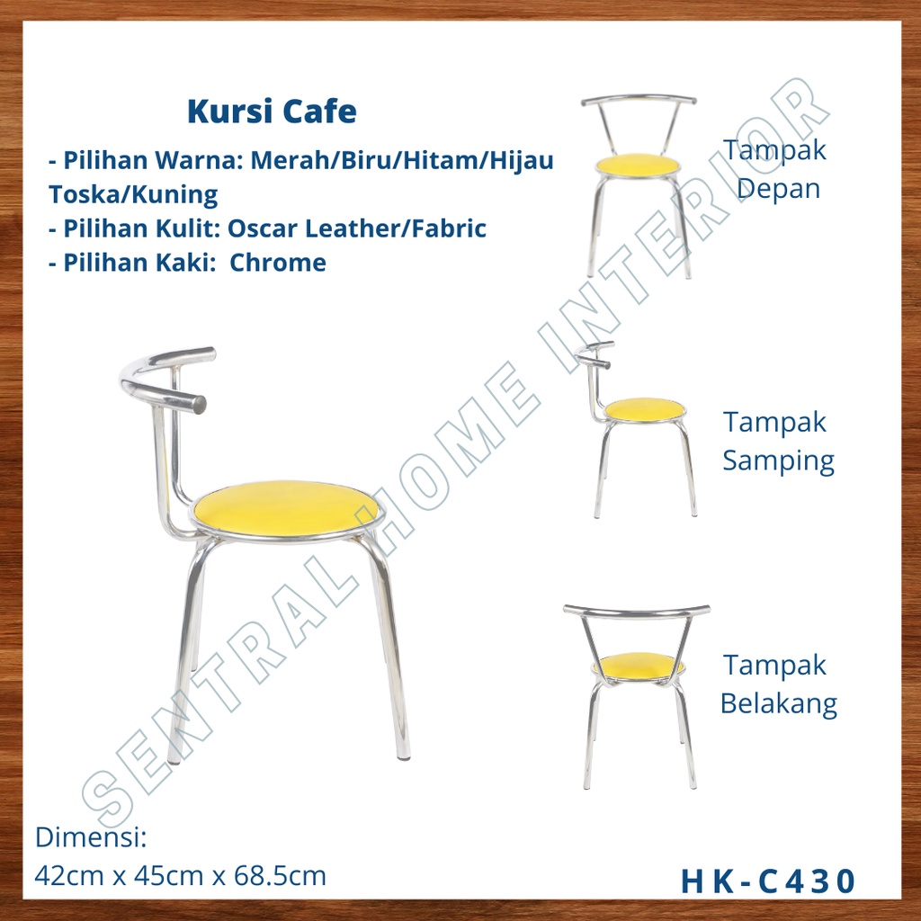 Jual Kursi Bangku Cafe/Kafe - Kaki Chrome | HK-C430 | Shopee Indonesia