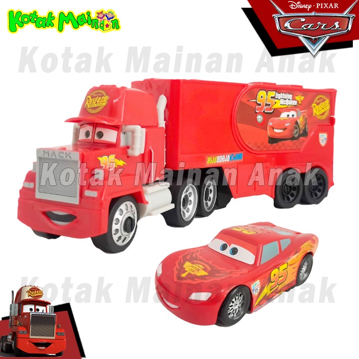Jual Mainan Anak Cars Lightning McQueen and Mack Truck Transporter ...