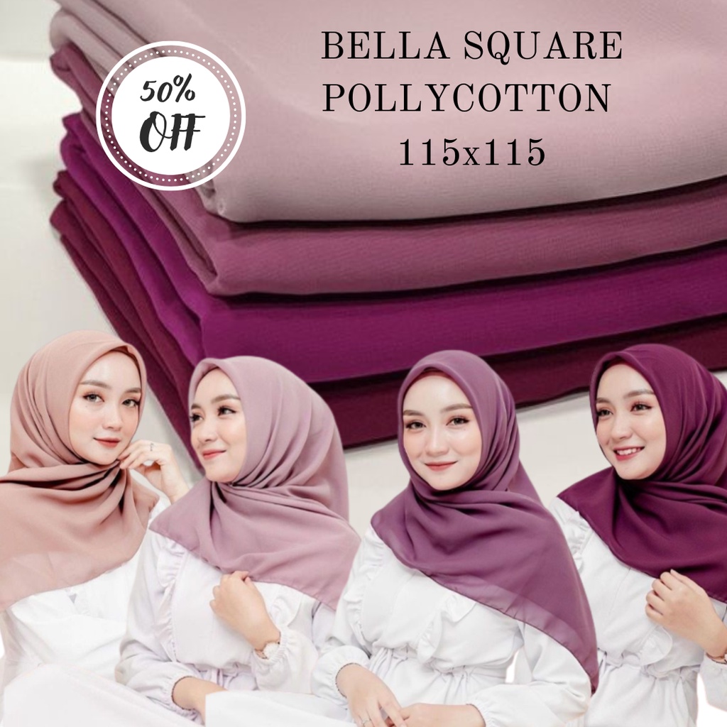 Jual Hijab Segi Empat Bella Square Polycotton Jahit Neci Kerudung Segi Empat Instant Premium 50 ...