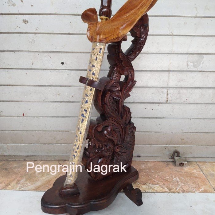Jual Jagrak Tempat Keris Isi 1 Ukiran Naga Plituran Alusan PJ7878 ...