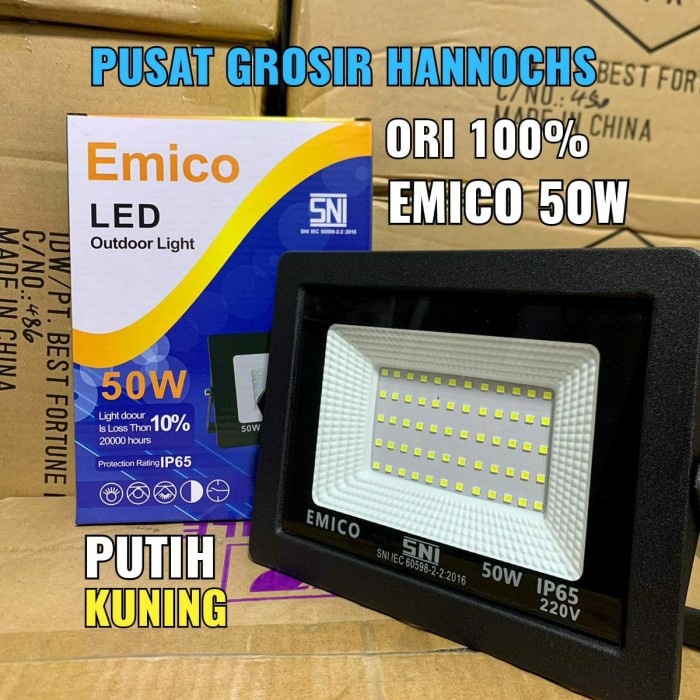 Jual Pro Emico Lampu Sorot Led 50W Lampu Led Flood Light 50 Watt Putih / Kuning | Shopee Indonesia