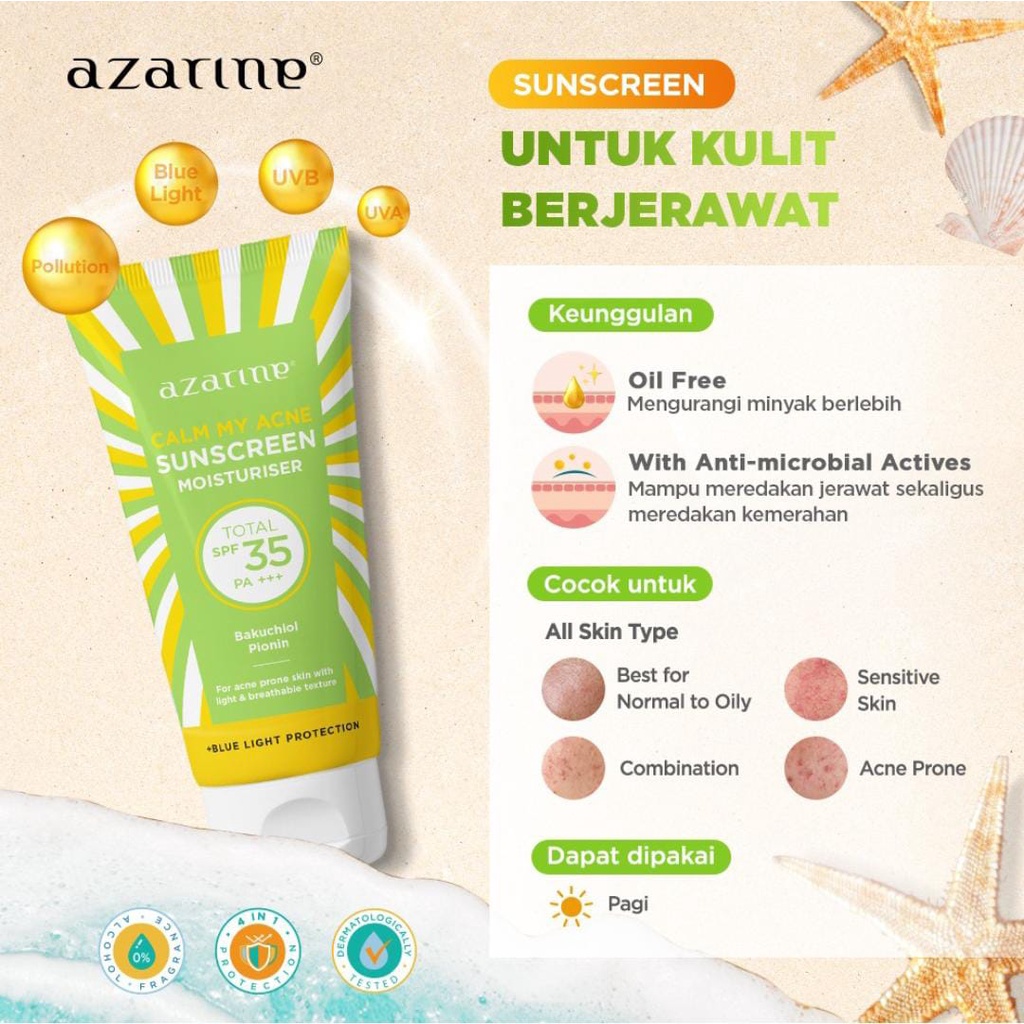 Jual AZARINE SUNSCREEN MOISTURISER SPF 35 PA +++ 40G | Shopee Indonesia