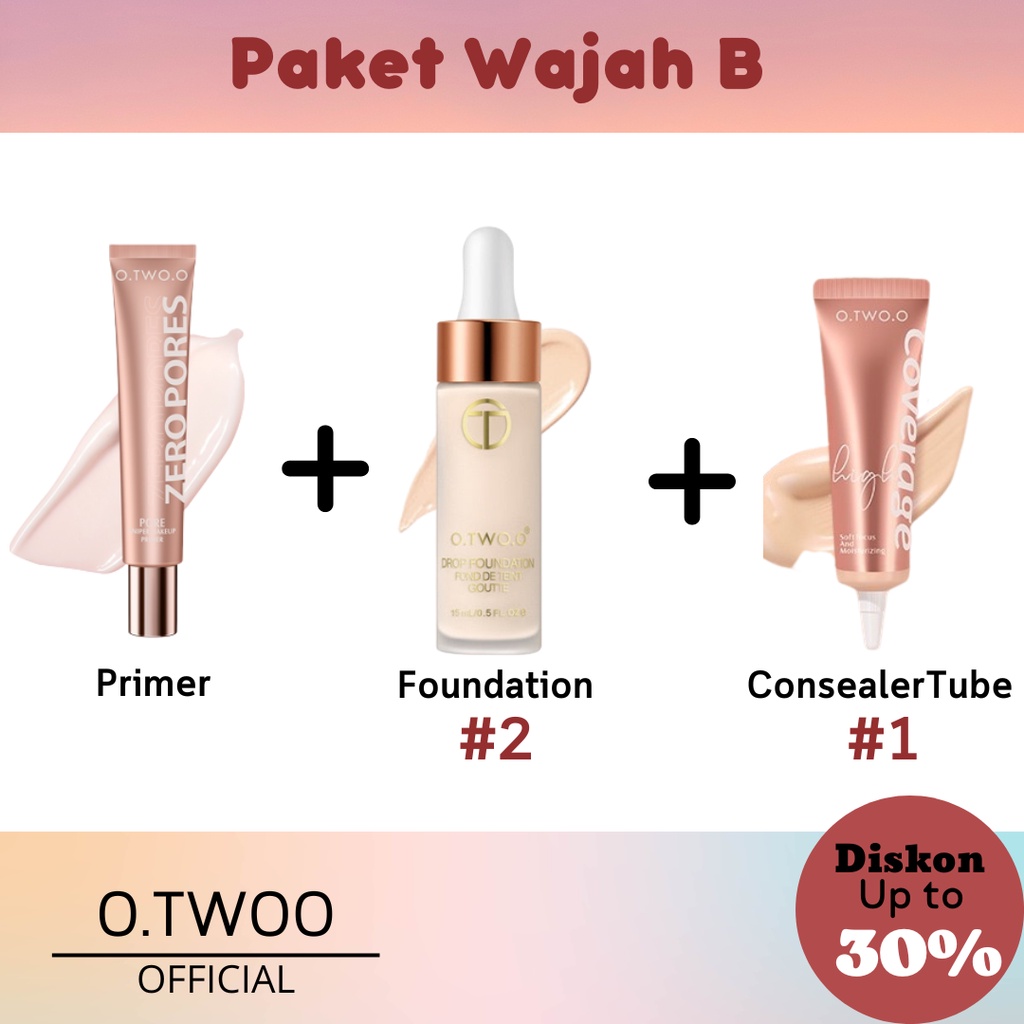 Jual OTWO.O Paket Wajah B Lengkap Primer Base Makeup Foundation Matte ...