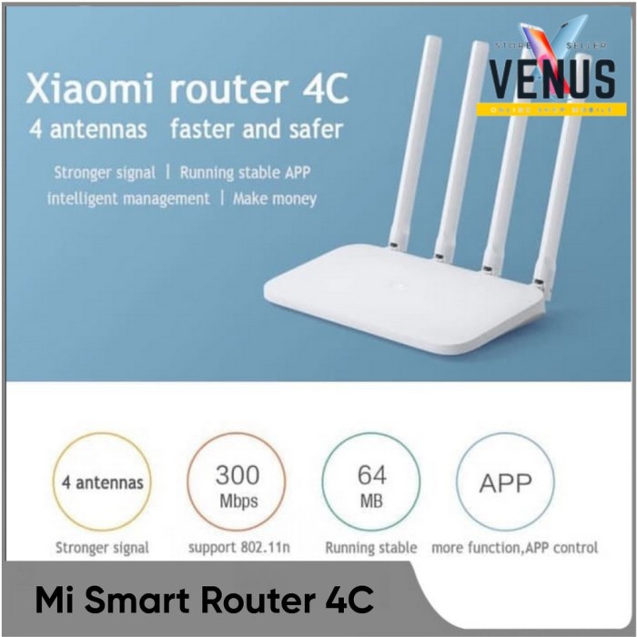 Jual Router Xiaomi Mi Smart Router 4C 2.4Ghz 300Mbps 4 Antennas Wireless | Shopee Indonesia