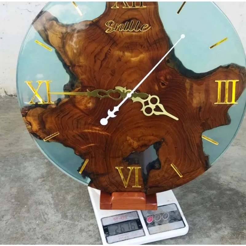 Jual JAM DINDING FURNITURE KOMBINASI KEREN /RESIN EPOXY | Shopee Indonesia