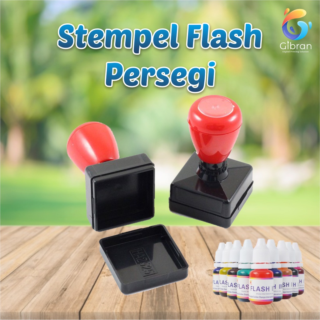 Jual Stempel Flash Persegi Otomatis Praktis Free Desain | Shopee Indonesia