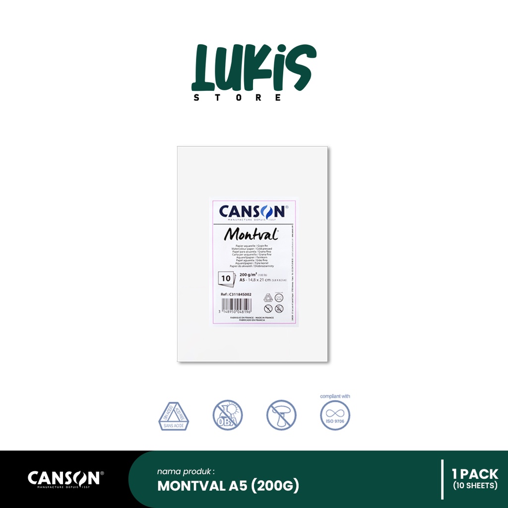 Jual Kertas Cat Air CANSON Montval 200G | Ukuran A5 | 10 Sheets | C31184S0002 | Shopee Indonesia