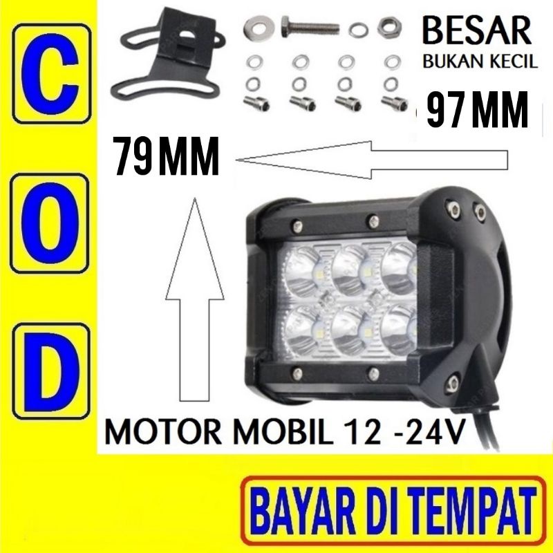 Jual KUL 6F Led 6 Mata Kotak Besar 12v 24v 6 Titik Lampu Sorot Tembak ...