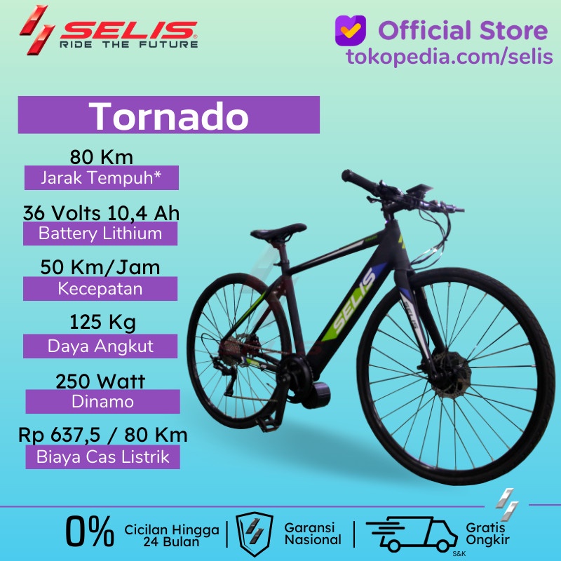 Jual Sepeda listrik Selis tipe Tornado Sepeda Elektrik - Selis ...