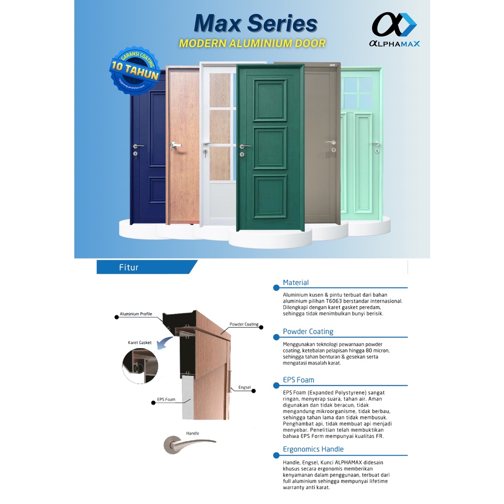 Jual ALPHAMAX Max 2-A Pintu Rumah Pintu Kamar Pintu Aluminium Full ...