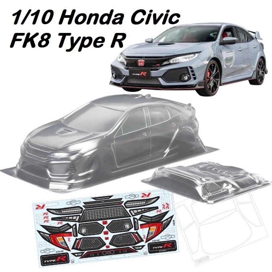 Jual Body Shell Honda Civic FK8 Type R 1/10 Rc Touring Drift Rally Car ...