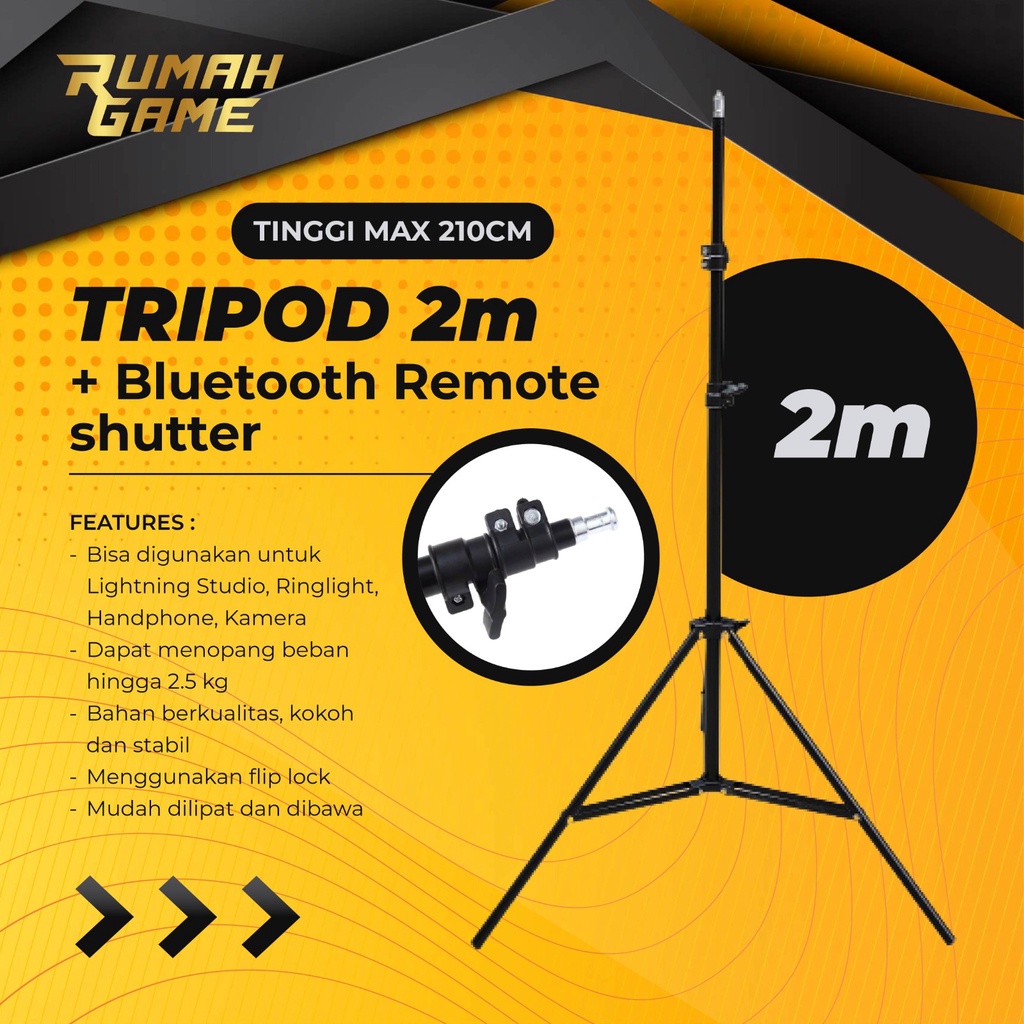 Jual Tripod 2 Meter Light Stand Ringlight Handphone for Studio ...