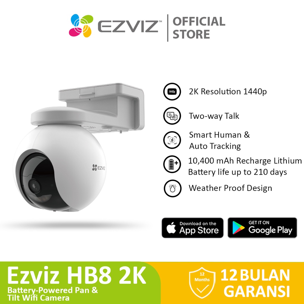 Jual Ezviz HB8 4MP 2K+ Smart CCTV Outdoor IP Cam Rechargeable Battery | Shopee Indonesia