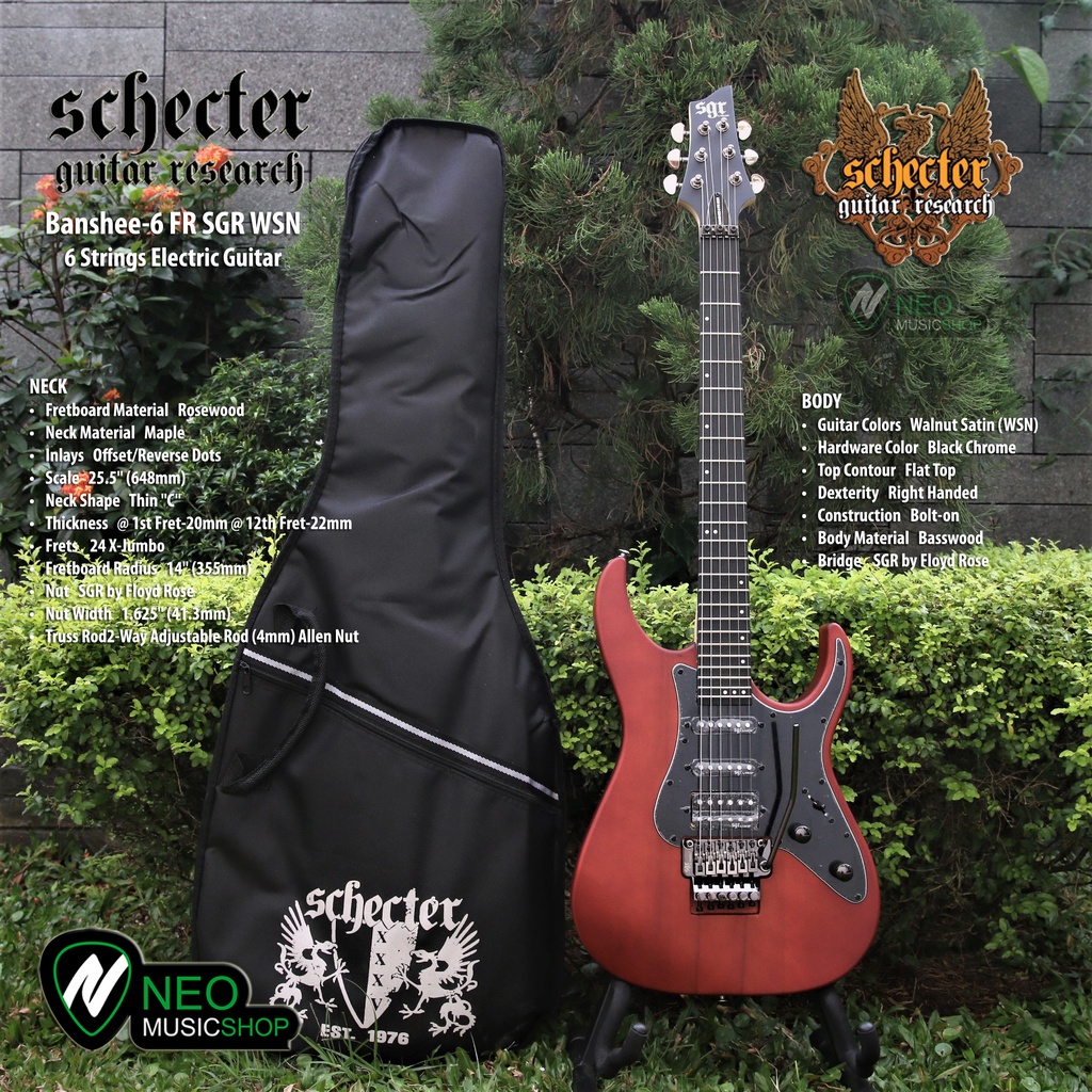 Jual SCHECTER Banshee-6 FR SGR Walnut Satin (WSN) 6 Strings Electric ...