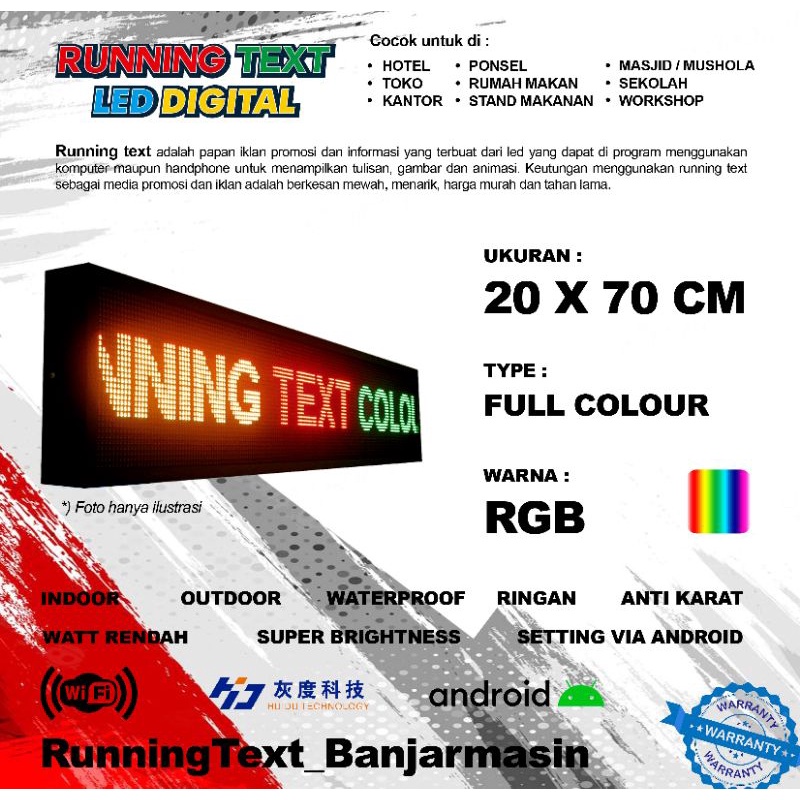 Jual Running Text Uk. 20 x 70 cm Full Colour (RGB) | Shopee Indonesia