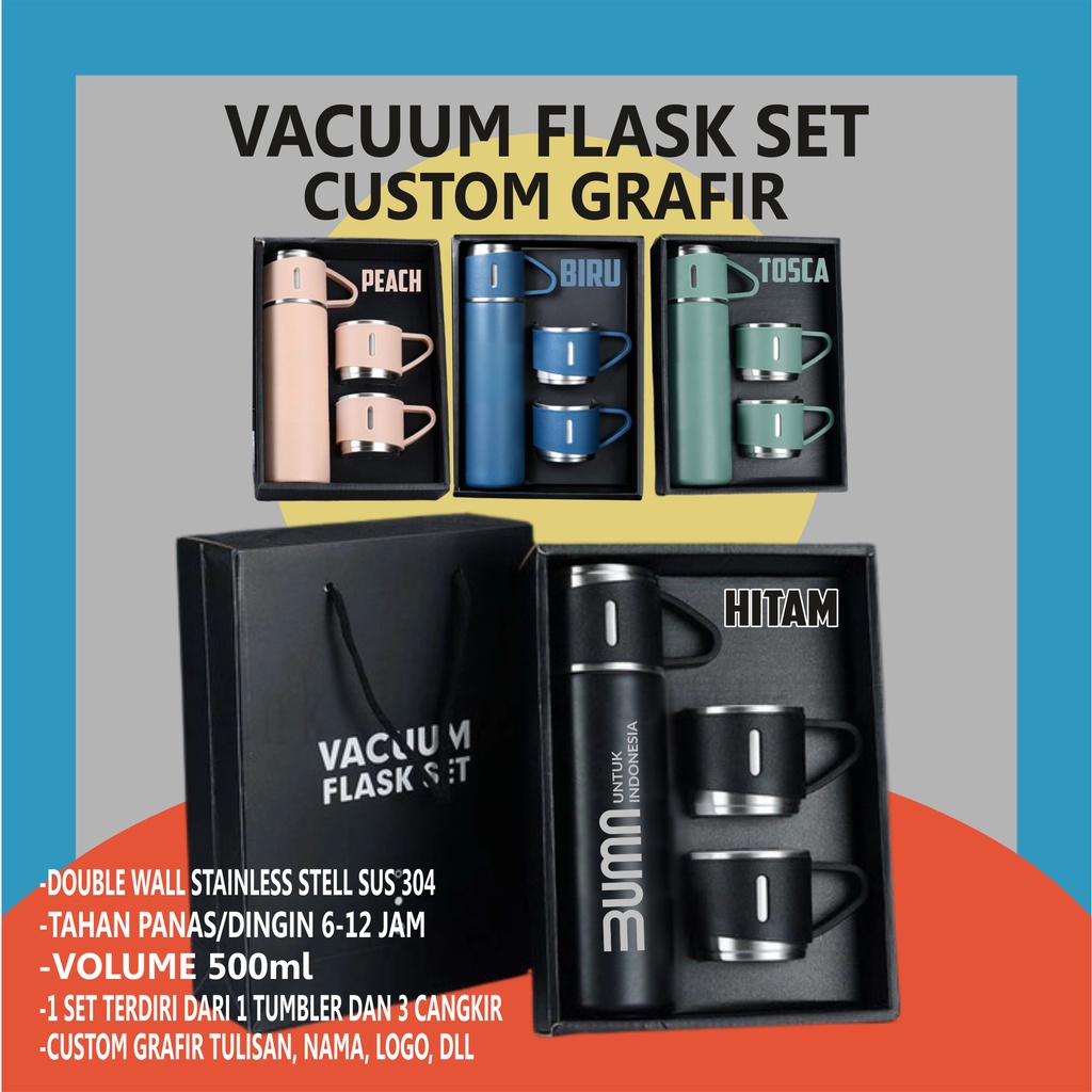 Jual Vacuum Flask Set, Vacuum Flask Set Custom, Tumbler Vacuum Custom ...