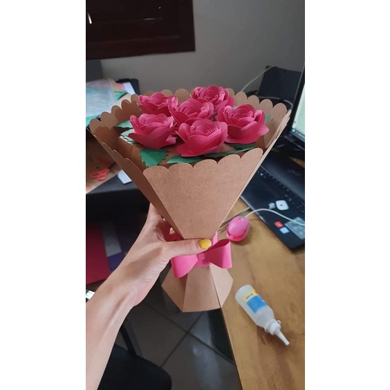 Jual Paper Flower Bouquet Template Base / Box Buket Bunga Kertas ...