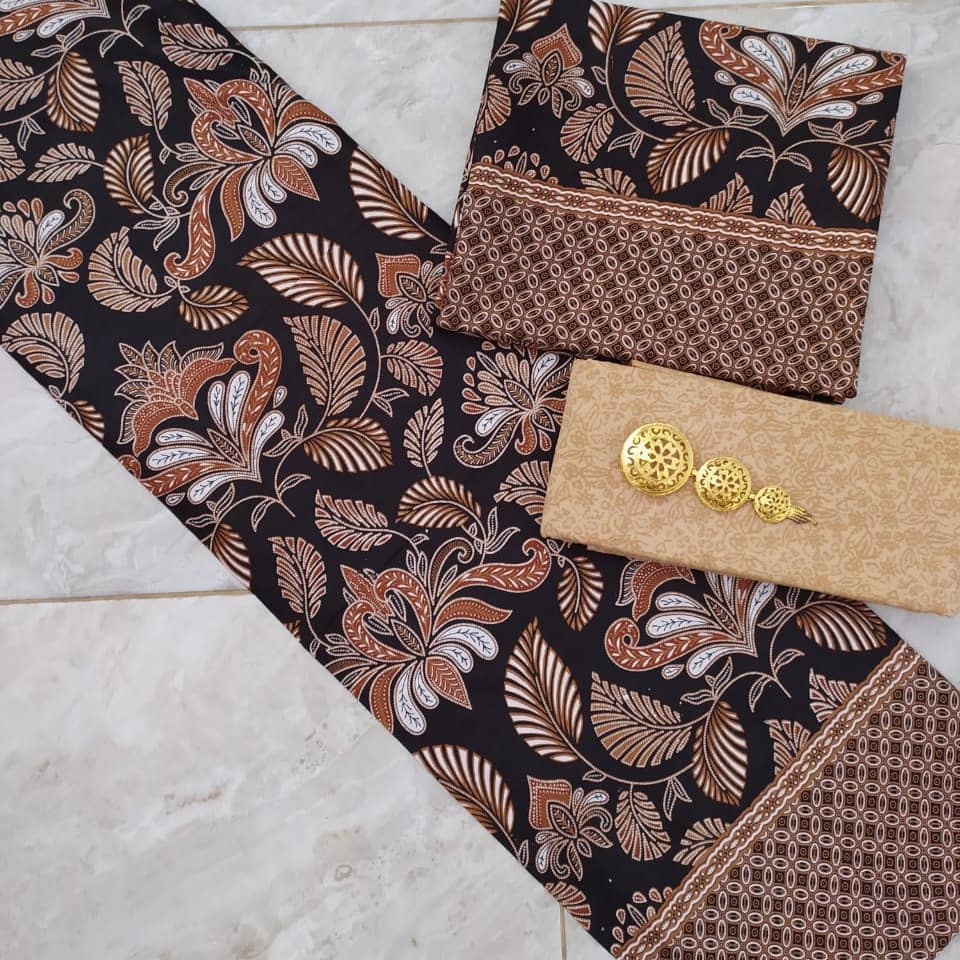 Jual Kain Batik Printing Halus Motif daun kenari Kain Bahan Baju Seragam Bridesmaid Batik ...