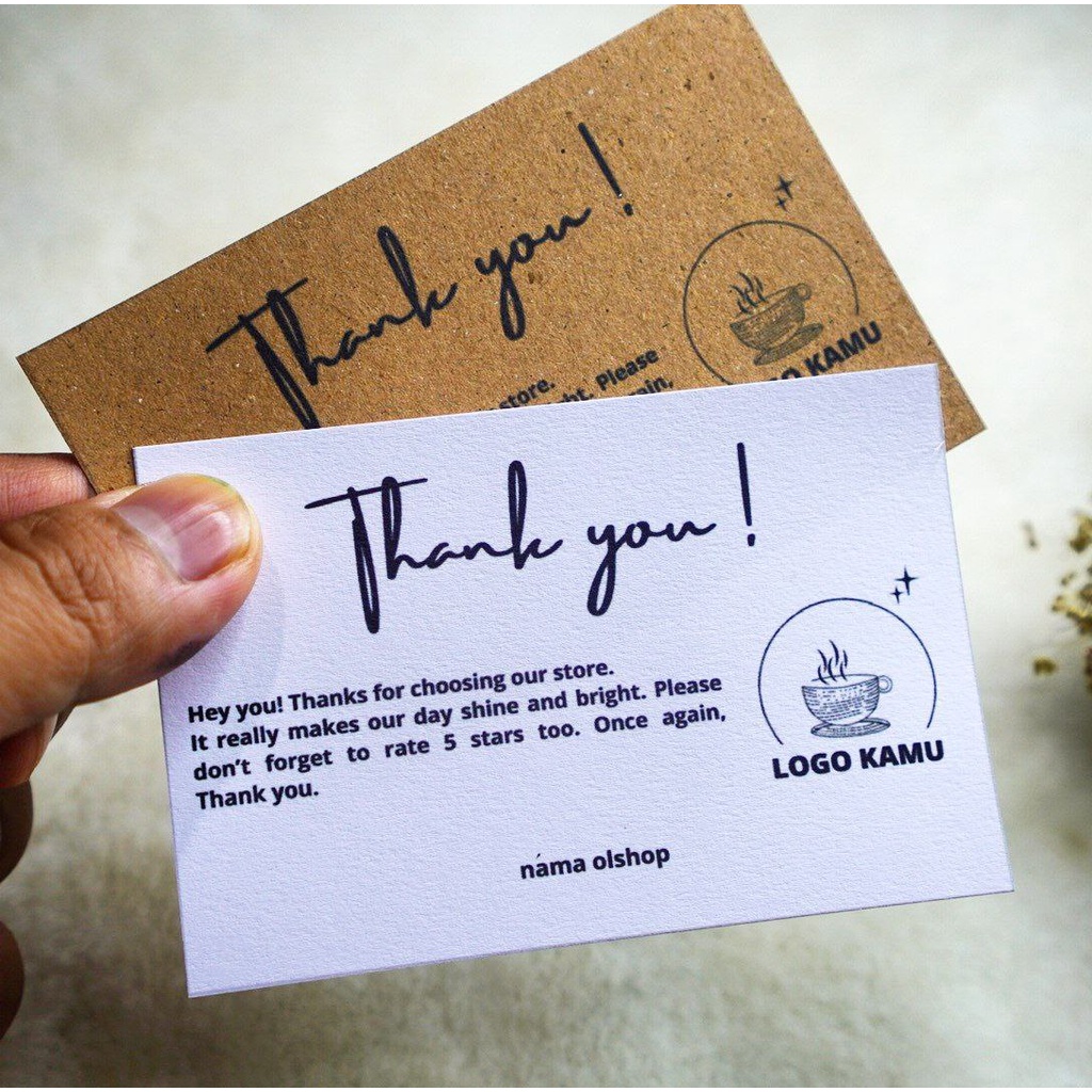 Jual 005 TCM thankyou card craft custom / kartu ucapan kraft thankscard ...