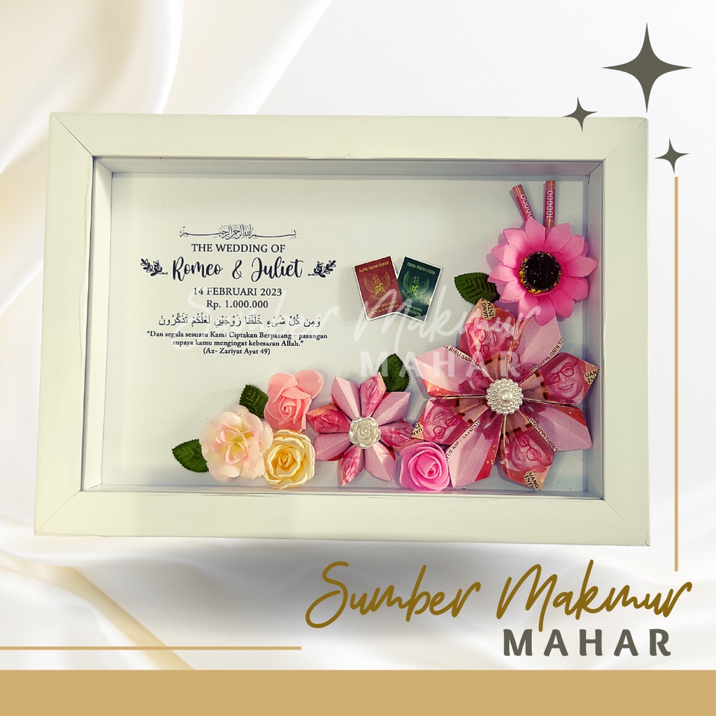 Jual Mahar Pernikahan Bingkai Simple Modern Rustic uk 20x30 | Shopee ...