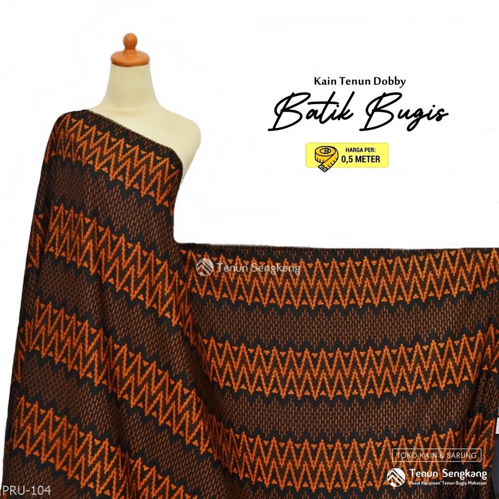 Jual Kain Tenun Dobby Batik Bugis Makassar Hitam - Tenun Sengkang PRU ...
