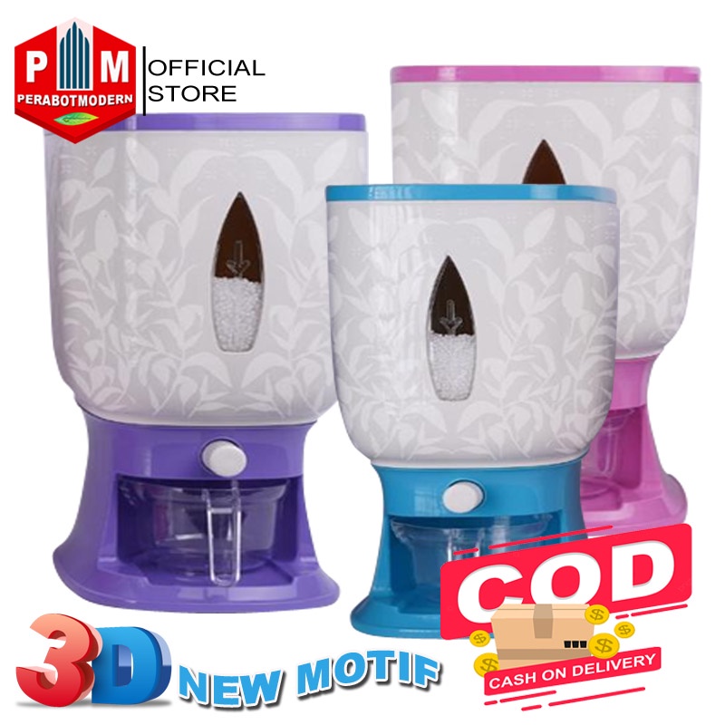 Jual Dispenser Beras 12 Liter 3D Motif Rice Box Tempat Penyimpan beras ...