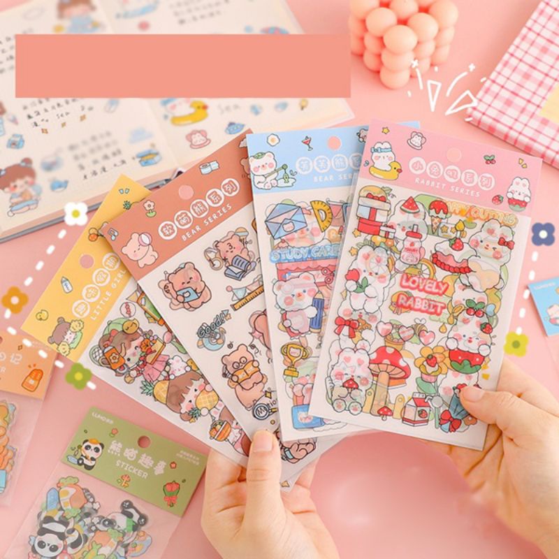 Jual KIANDAA 4 LEMBAR STICKER SHEET BAHAN PVC WATERPROOF KISS CUT DECO ...