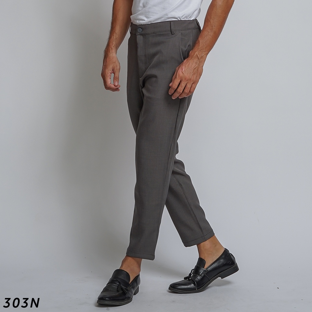 Jual HSRM - Dapper Formal Ankle Pants Dark Grey 2 | Shopee Indonesia