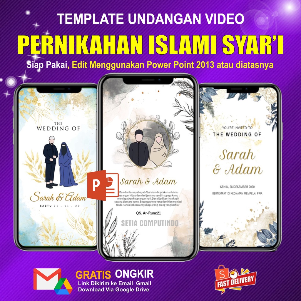 Jual 50 Template Undangan Digital Islami Pernikahan Syari Wedding ...