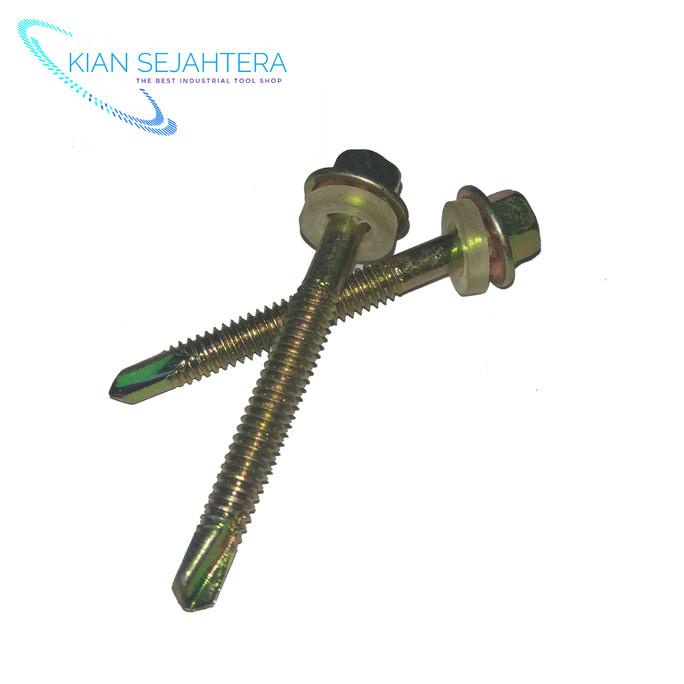 Jual sekrup baja seng gelombang + karet 12x2" asli taiwan. baut skrup ...