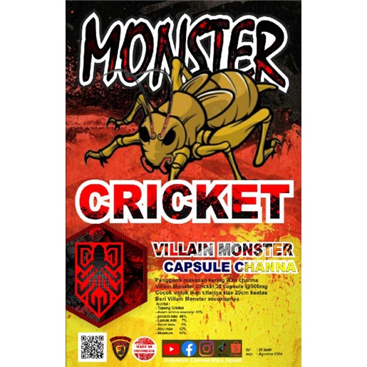 Jual VILLAIN MONSTER CRICKET kapsul jangkrik pakan ikan channa | Shopee ...