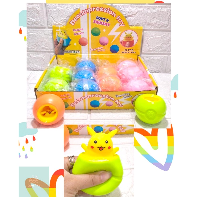 Jual Mainan Anak Squishy Pop Up Pikachu Pokemon Squisy Anti Stress Ball ...