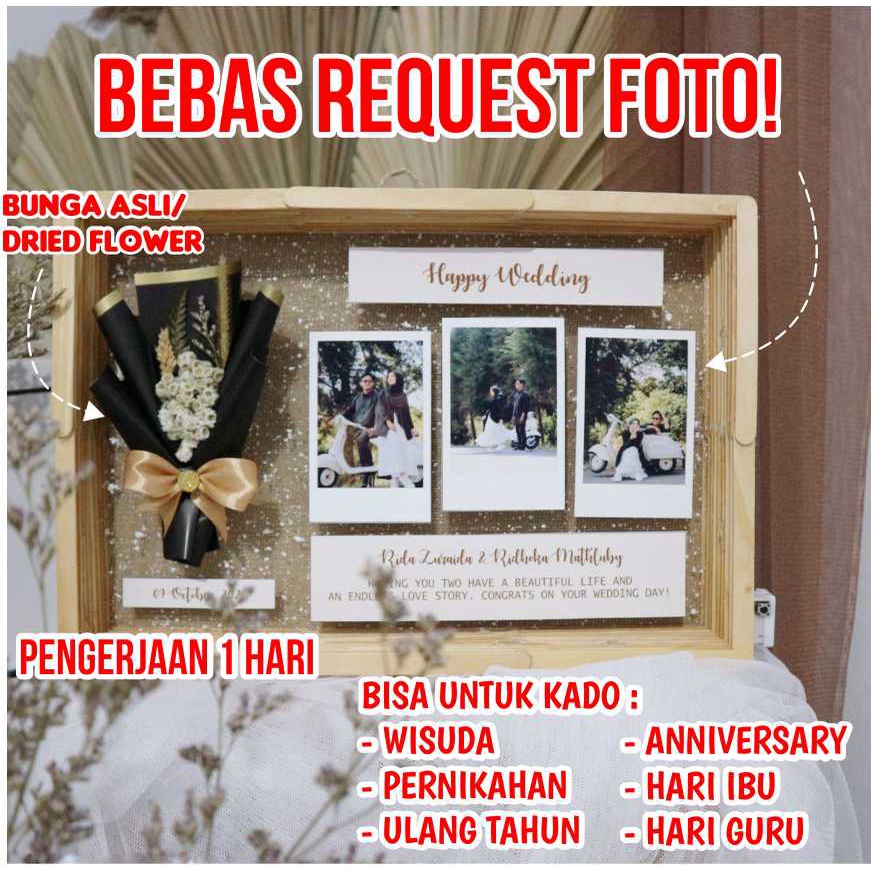 Jual kado Hadiah souvenir gift box figura frame dried flower hexagon hexagonal 3D ucapan ...