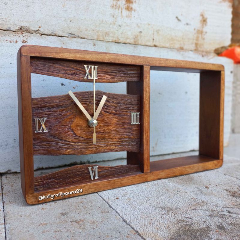 Jual Jam Dinding Dan rak Dinding Minimalis Kayu Jati, Unik Model Rustic ...