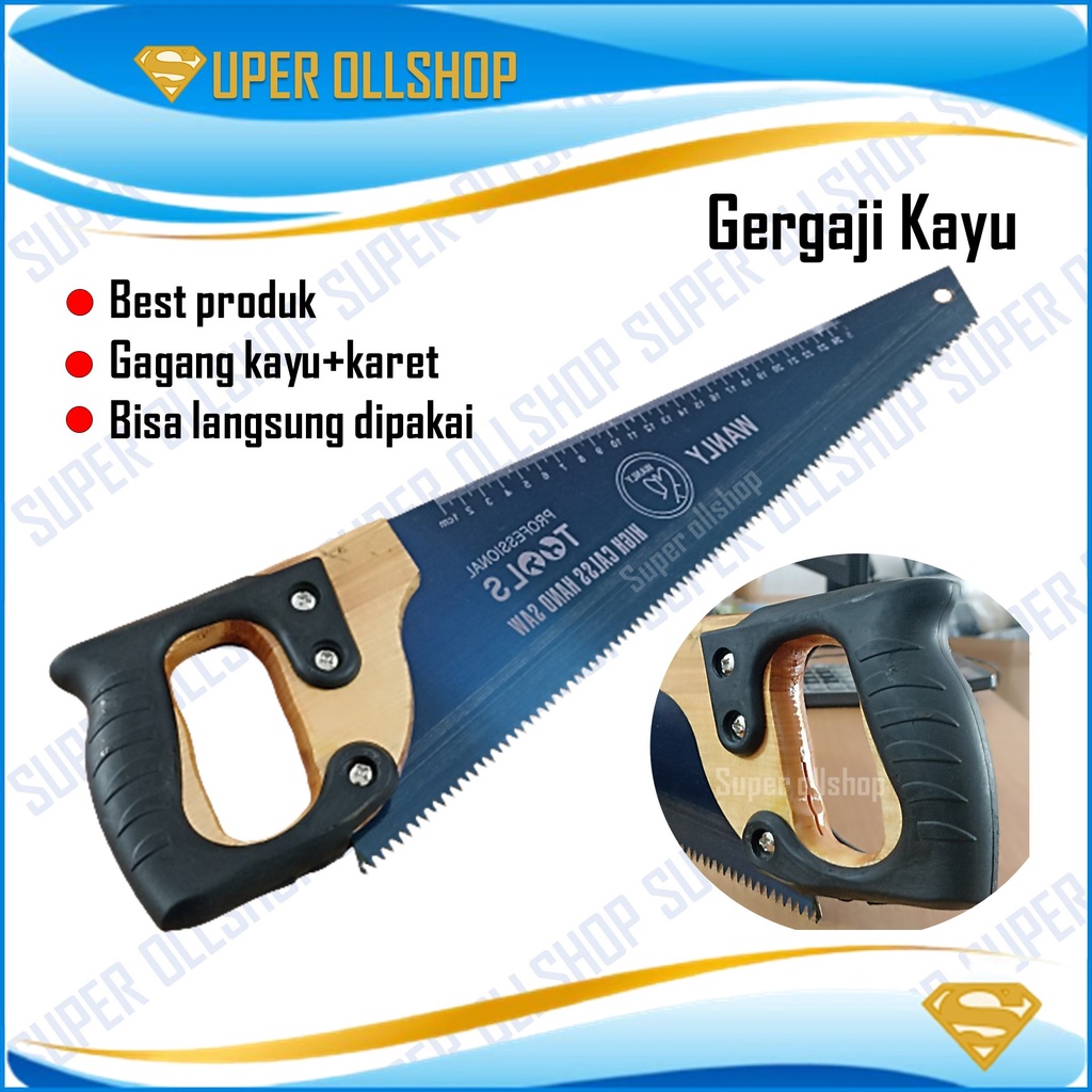 Jual Gergaji Kayu Gagang Kayu Lapis Karet Hand Saw Gorok Belah Potong ...