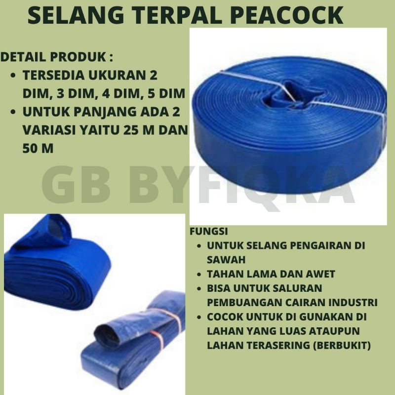 Jual SELANG TERPAL 3 DIM 25 METER 50 METER MERK PEACOCK/SELANG IRIGASI ...