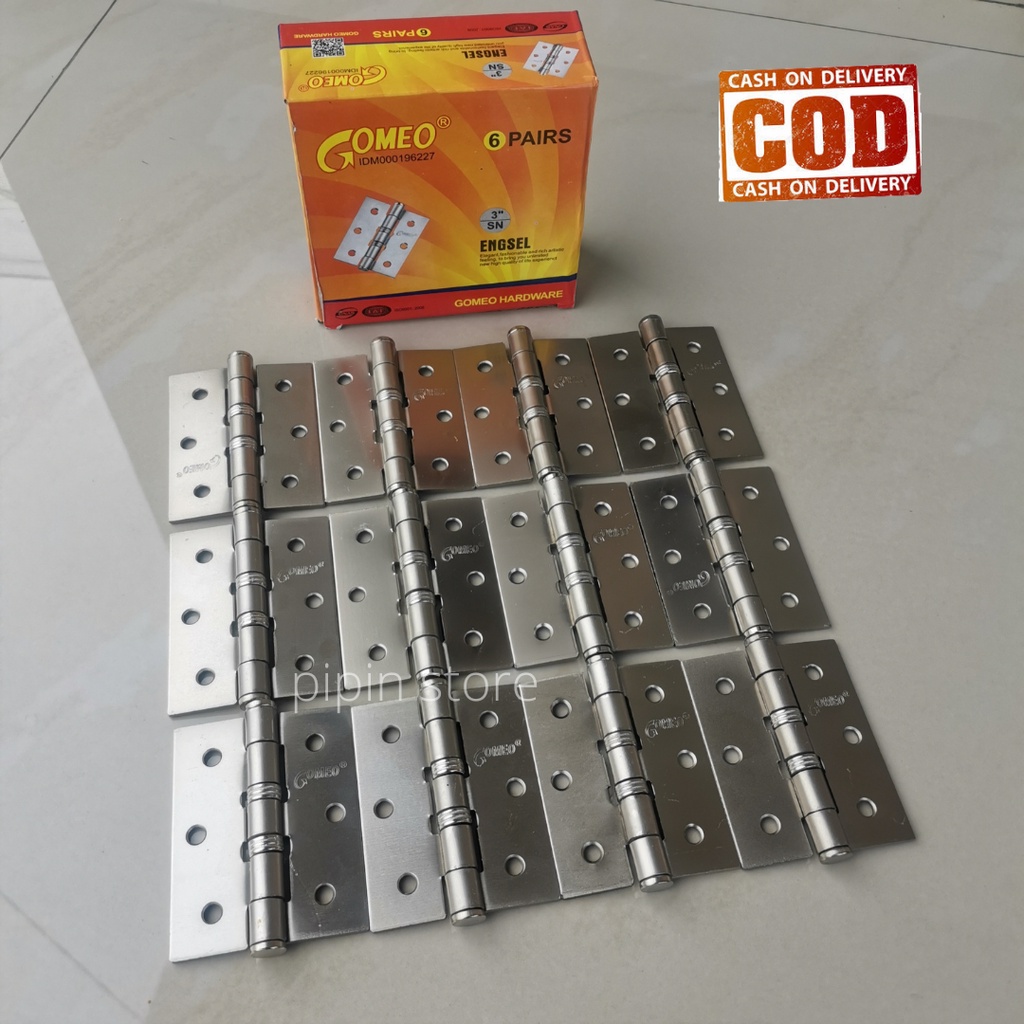 Jual Paket 6 Pasang Engsel Jendela 3" Inch Engsel Pintu Kayu Tebal 2,2 ...