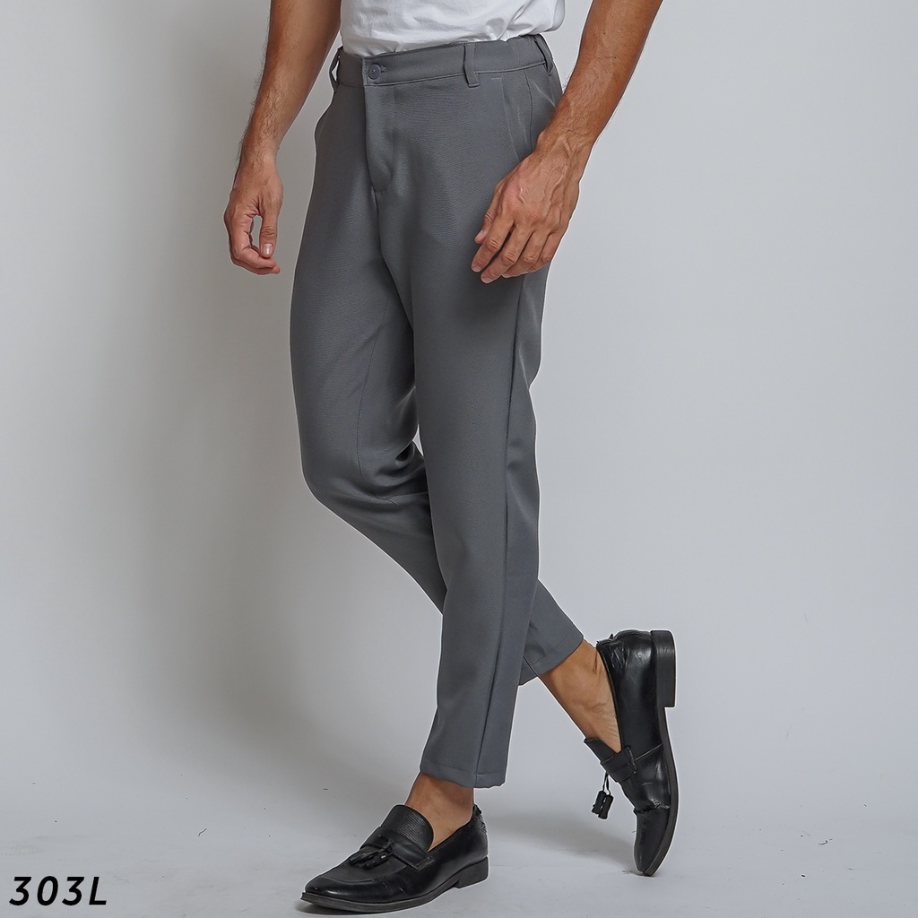 Jual HSRM - Dapper Formal Ankle Pants Light Grey | Shopee Indonesia