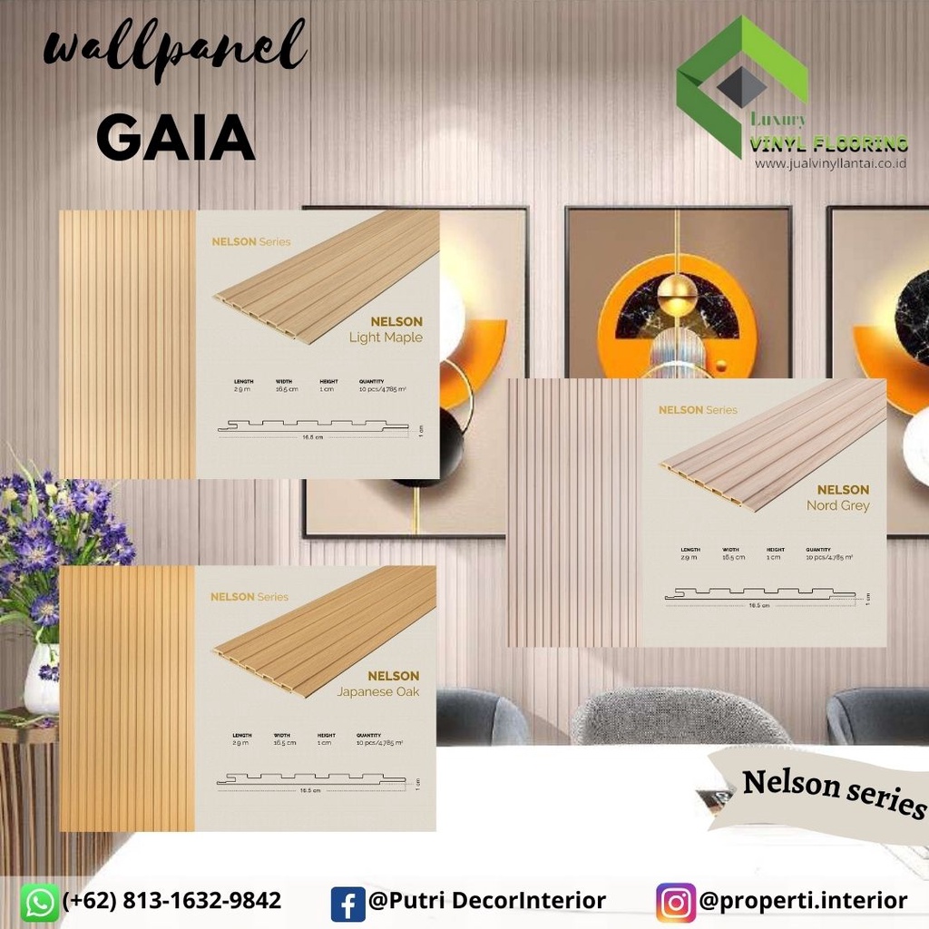 Jual wpc wallpanel GAIA Nelson series lebar 16,5cm x panjang 2,9m tebal ...