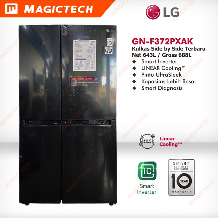 Jual KULKAS LG GC-B257JQBK SIDE BY SIDE 2 PINTU SMART INVERTER 688L BLACK | Shopee Indonesia