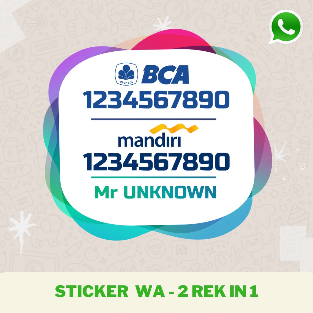 Jual STICKER WA / WHATS APP NOMOR REKENING - DESAIN 2 | Shopee Indonesia