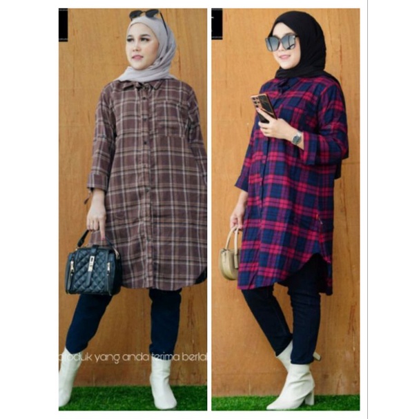 Jual FLANEL TUNIK JUMBO WANITA | Shopee Indonesia