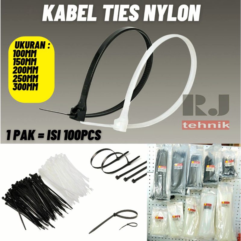 Jual Kabel Ties Nylon Cable Tie Kabel Tis Hitam Putih Ukuran 10cm ...