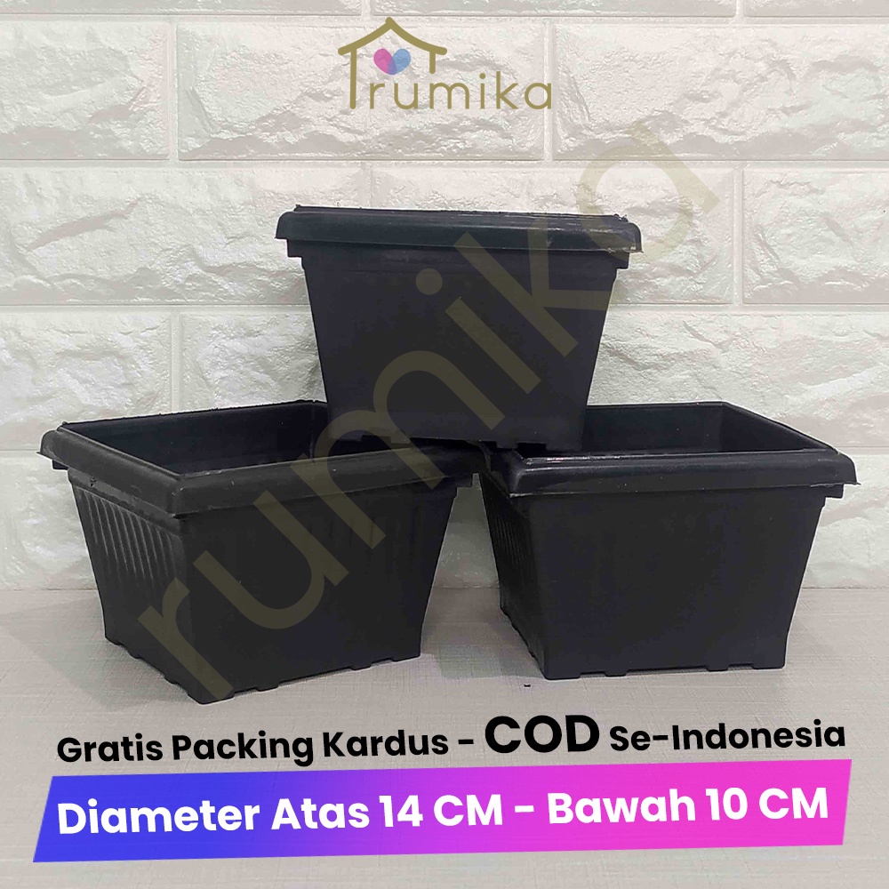 Jual Pot Bunga / Pot Tanaman Hias Persegi 20 CM - Warna Hitam | Shopee ...