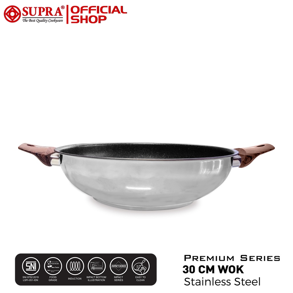 Jual SUPRA Panci Stainless Steel Wok 30 Cm Premium | Shopee Indonesia