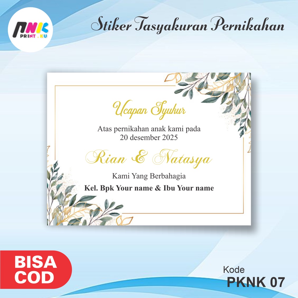 Jual Stiker ucapan syukur / Kartu / Tasyakuran pernikahan / mohon doa restu pernikahan, wedding ...