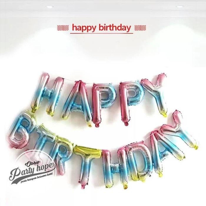 Jual BALON FOIL HURUF SET HAPPY BIRTHDAY RAINBOW / PAKET HURUF HBD ...