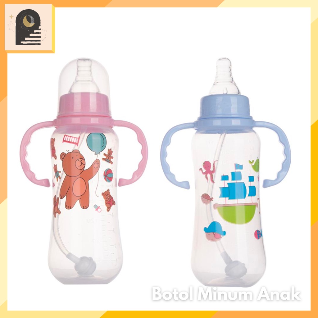 Jual Either.id - Botol Minum Anak Botol Susu 280ml Botol Minum Bayi BPA Free Dapat Sedotan Anti ...